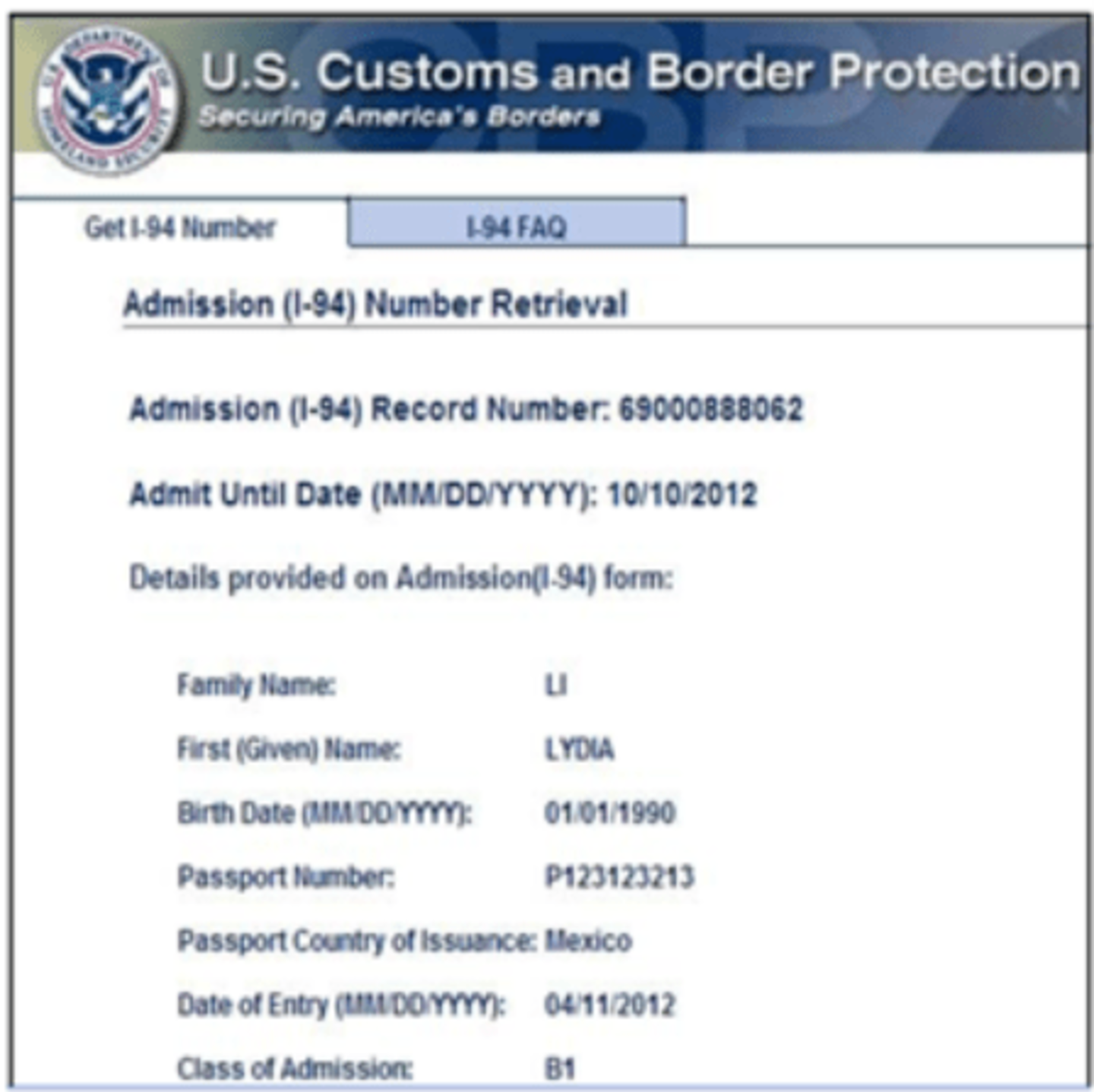 Form 1-94, Arrival/Departure Record | Business Central | Nebraska