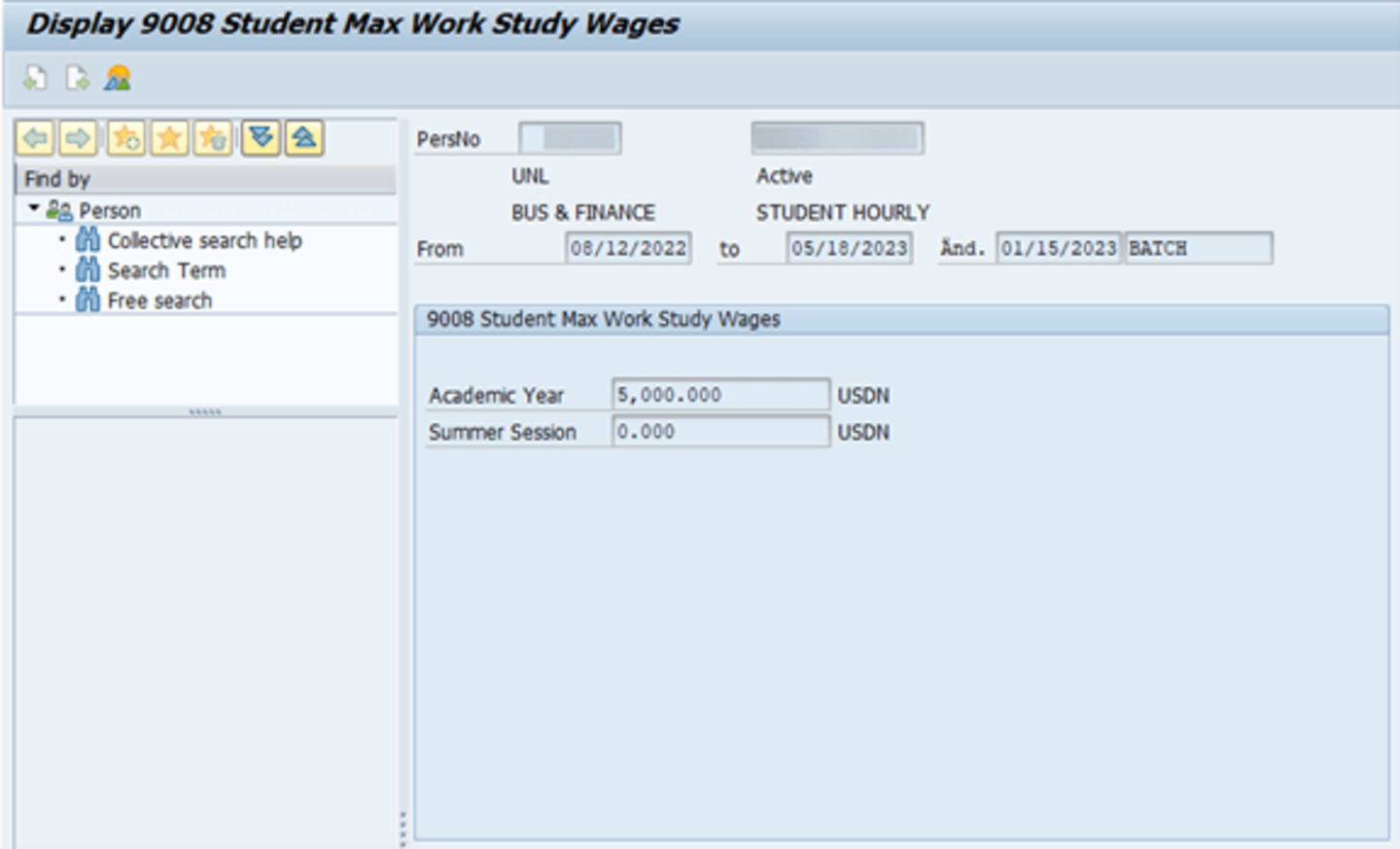 IT9008 Work Study Limits | Business Central | Nebraska