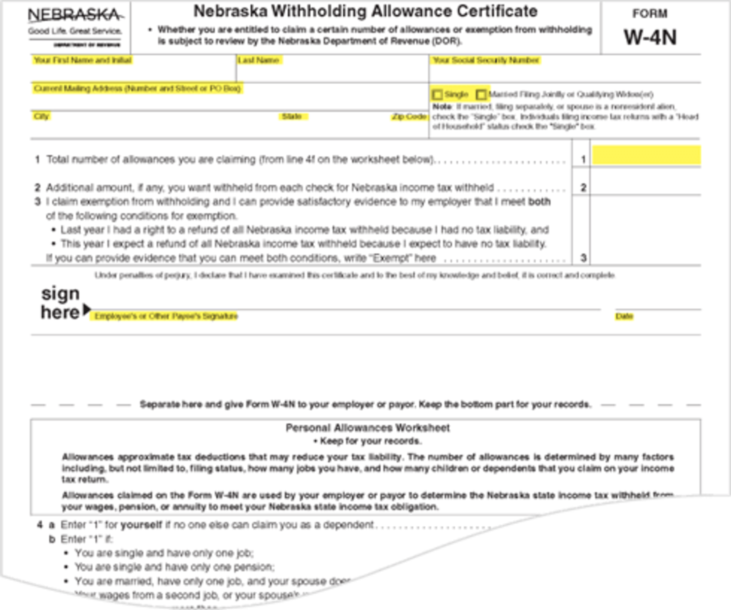 W-4N | Business Central | Nebraska